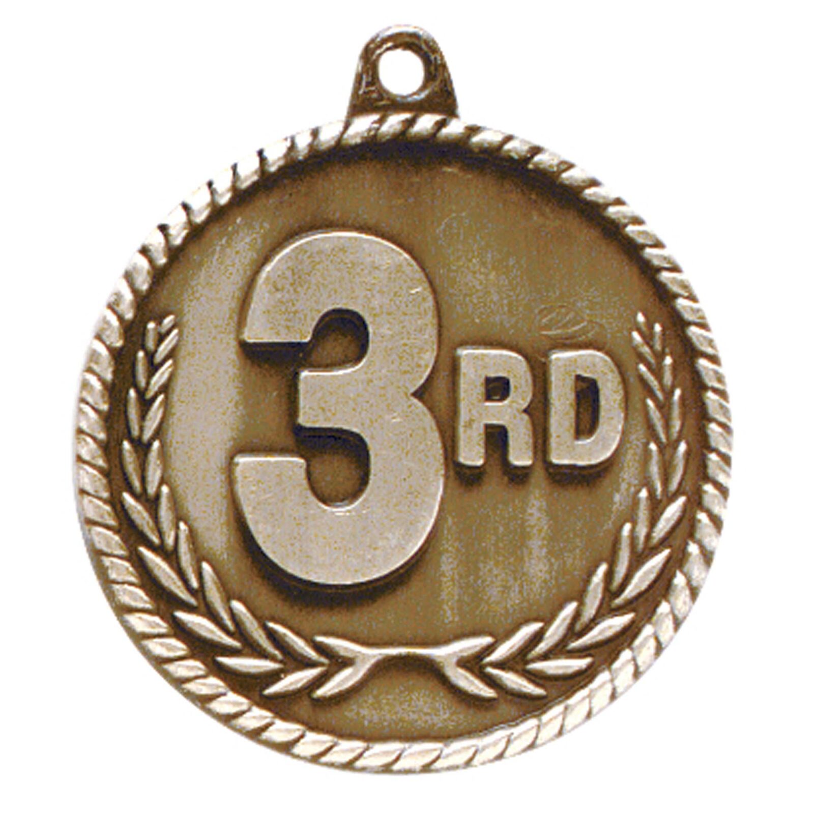 2" Antique Gold 3rd Place High Relief Medal | Viking Awards and Engraving